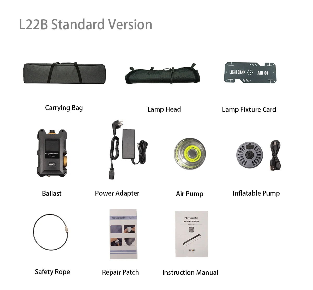 Flynoodle L22B Lightweight 2700K-6000K LED Video Light Fully Automatic Inflatable Soft Studio ...