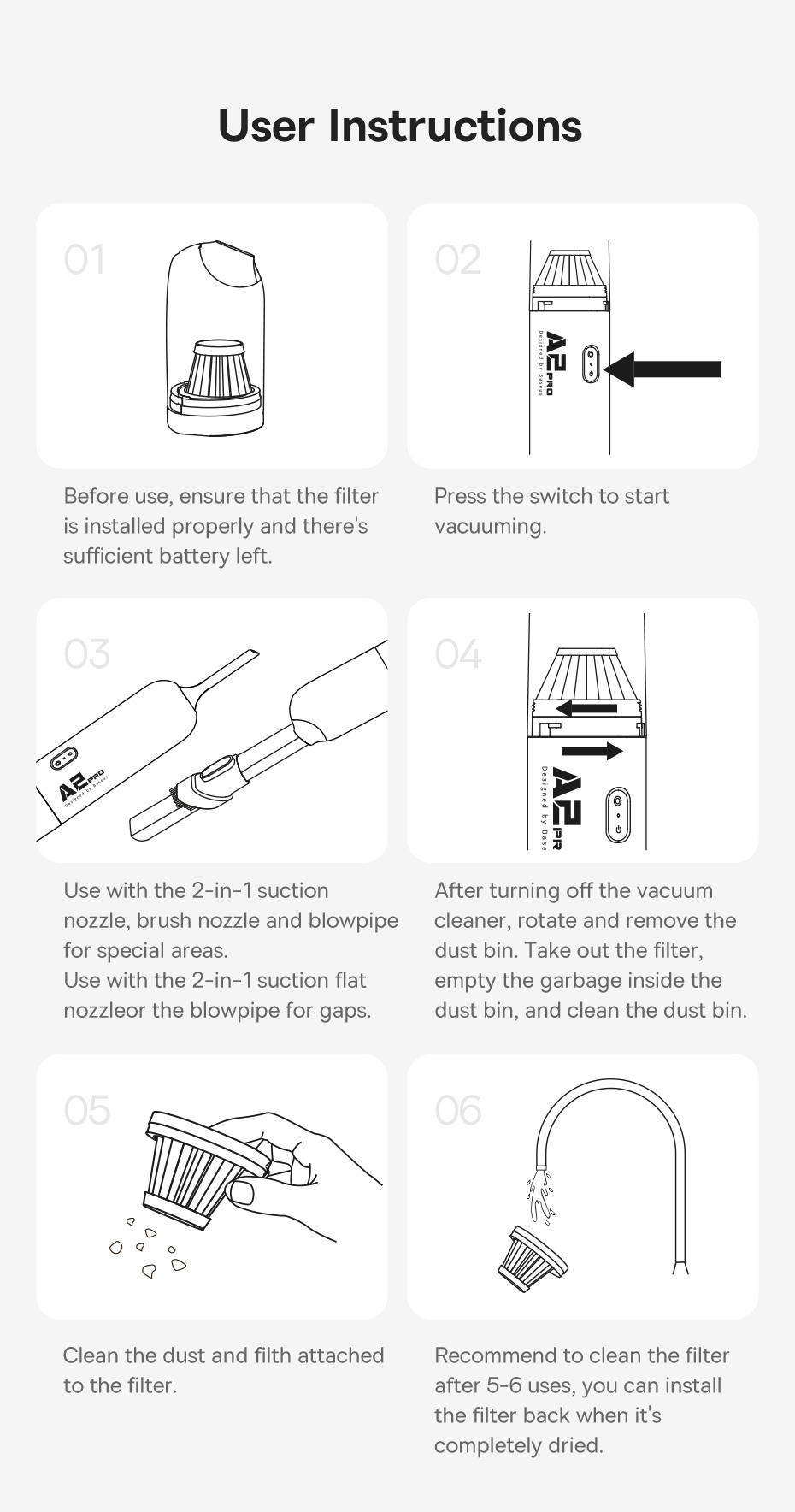 Baseus A2 Pro 6000Pa Wireless Car Vacuum Cleaner For Car Home Cleaning Mini Handheld Car Vacuum ...