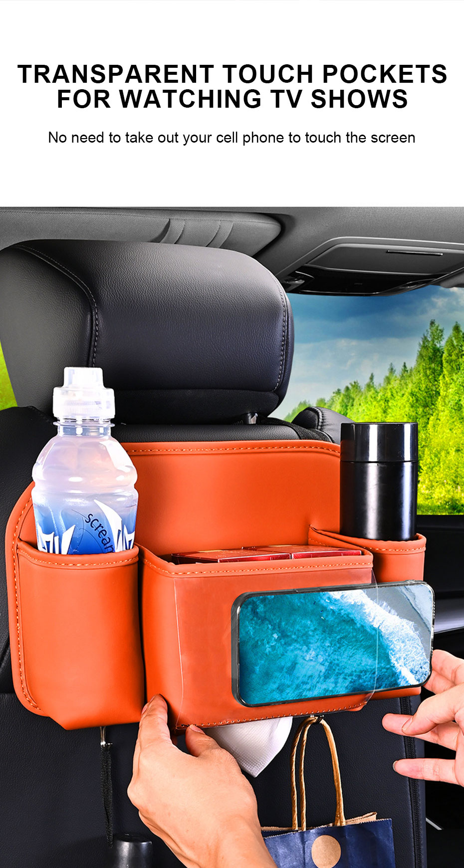 SEAMETAL Car Seat Back Storage Bag Large Capacity Car Seat Back Water ...
