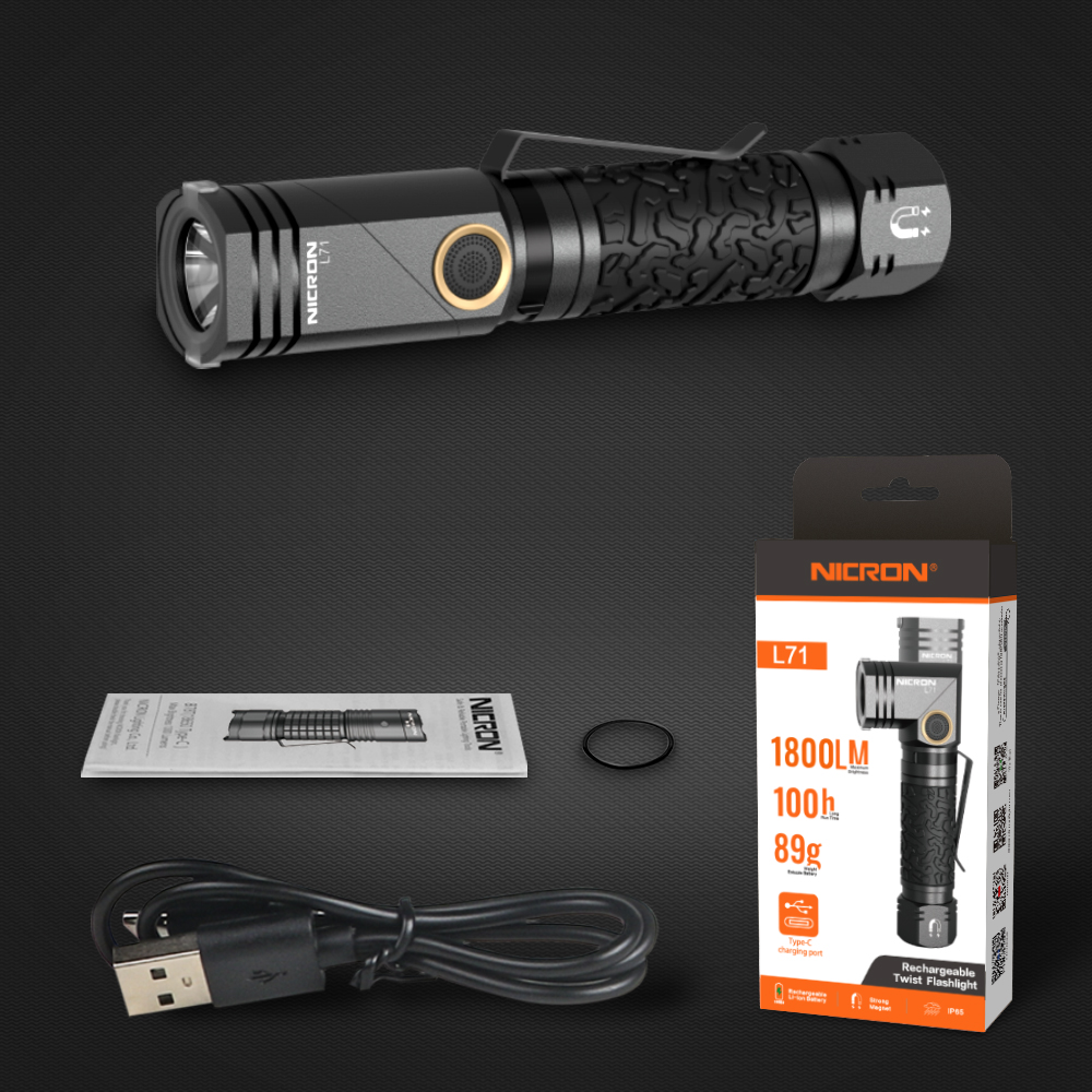 Nicron Torch Light L71 High Brightness Type-C Rechargeable Flashlight ...