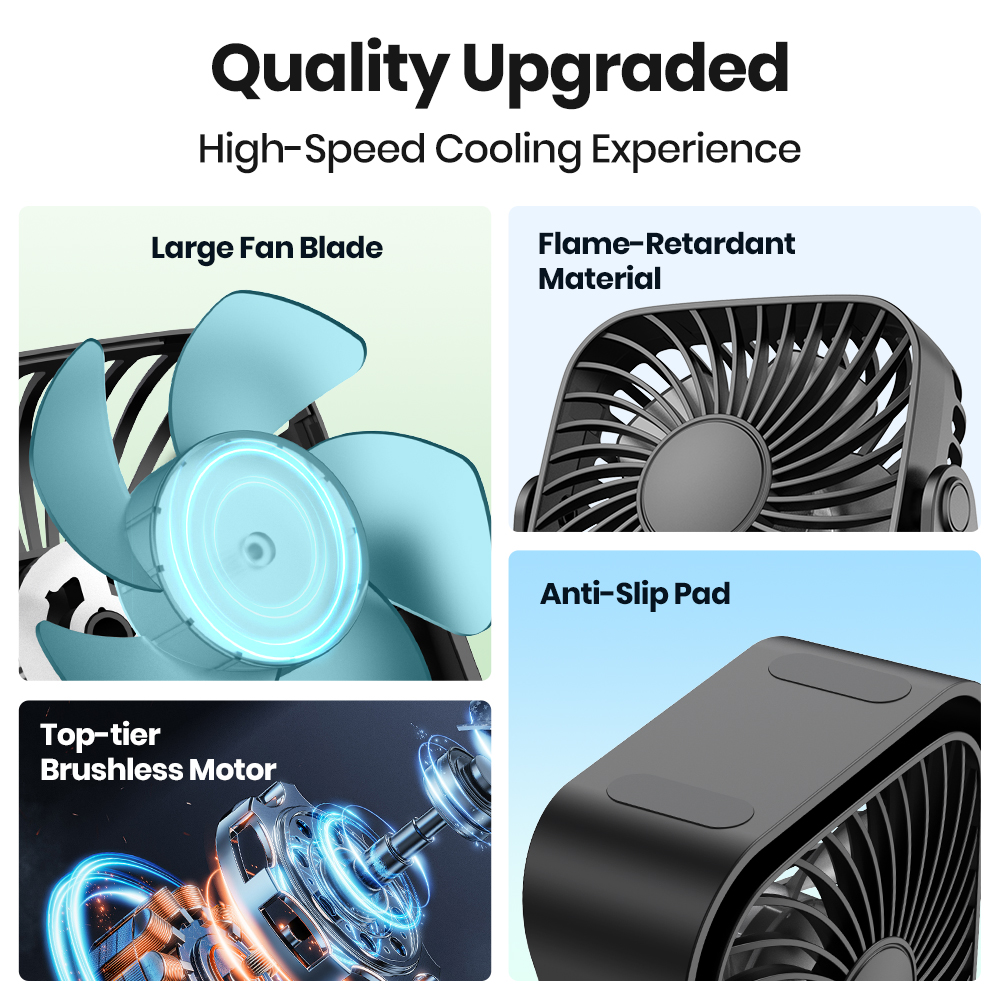TOPK USB Desk Fan Strong 3-Speed Wind Small USB Fan,Quiet Operation ...