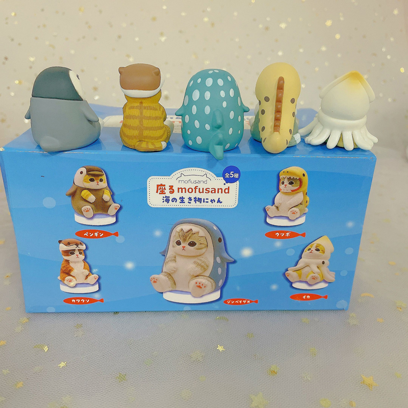 5Pcs/Set 4cm Mofusand Cartoon Anime Shark Cat Squid Cat Penguin ...