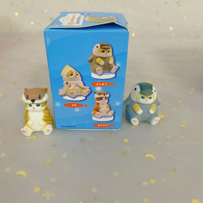 5Pcs/Set 4cm Mofusand Cartoon Anime Shark Cat Squid Cat Penguin ...