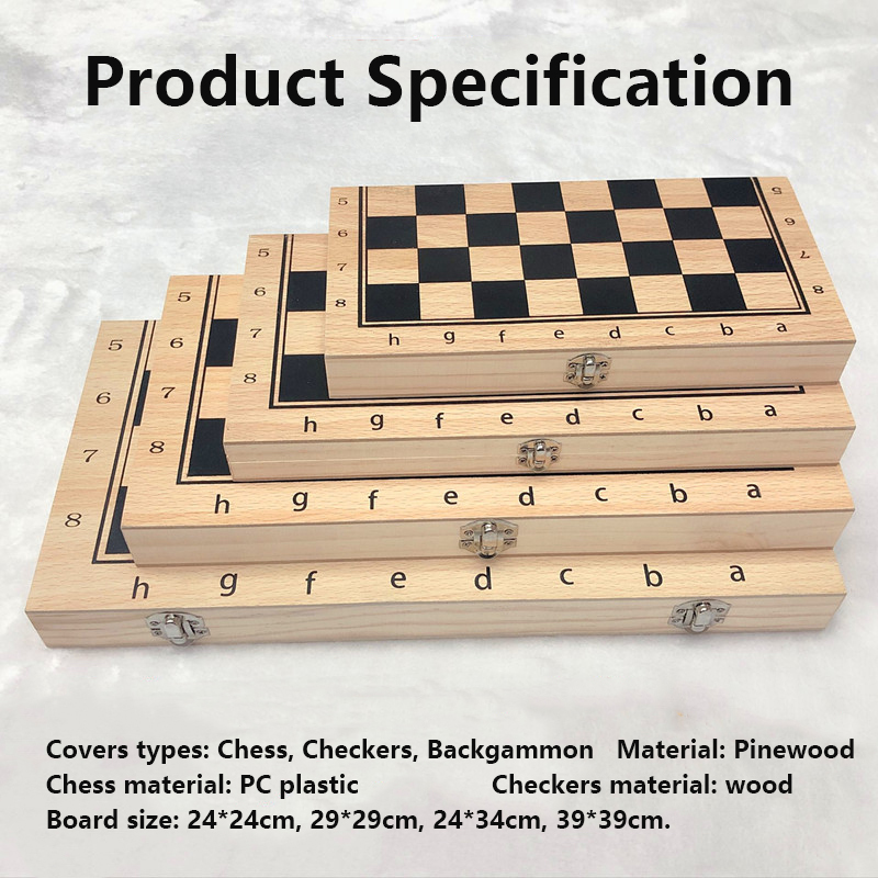 【Local Ship in 24h】3-IN-1 Wooden Chess Set International Chess Game ...