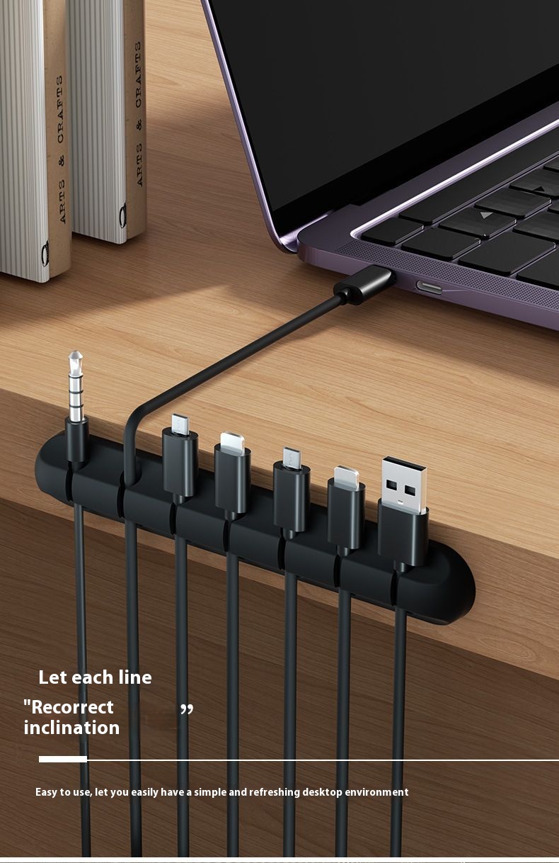 Data Cable Holder Car Cable Organizer Perforation-Free Desktop Charging ...