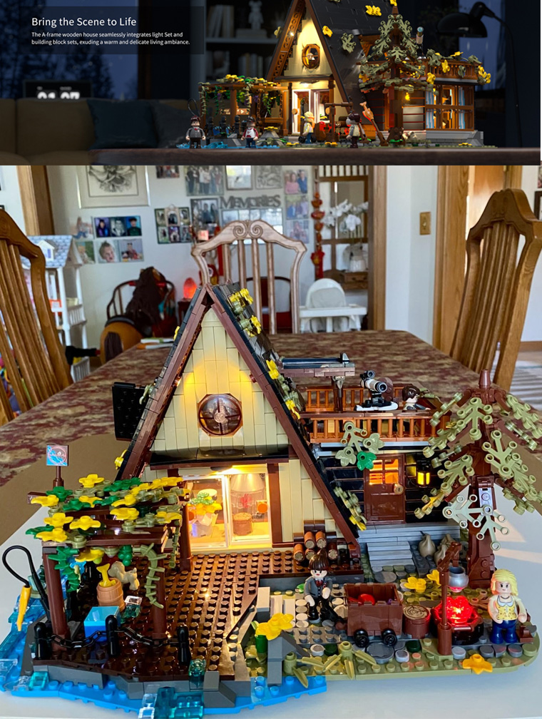 Funwhole A-type frame cabin Lighting Building Block Set-2061 Pieces ...