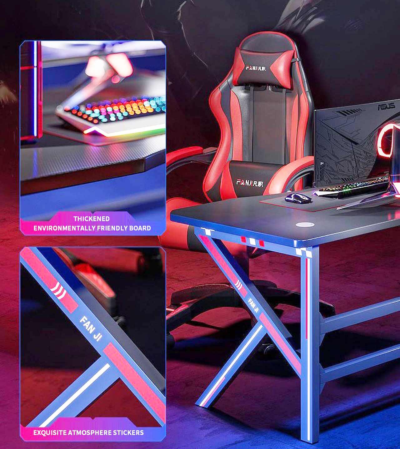 CiCi Gaming Table 120/140/160CM meja gaming murah meja PC Laptop Table ...