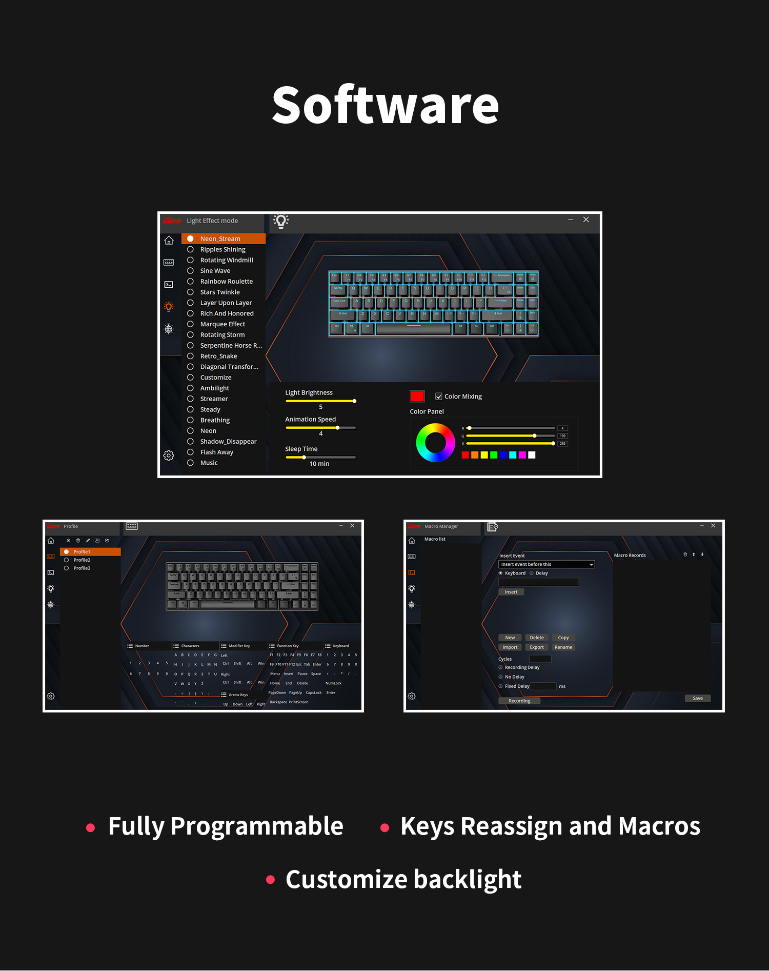 Royal Kludge RK918 Full RGB Backlit Wired Mechanical Keyboad 104Key 100 ...