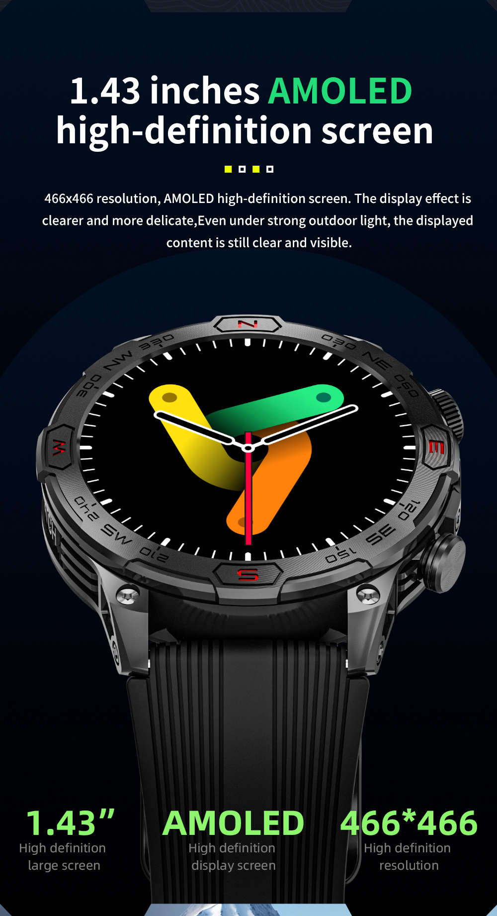 LOKMAT Outdoor Sports smartwatch Bluetooth Talk Altitude Barometric ...