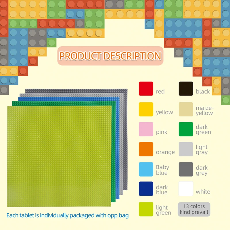 Classic 50x50 Dot Baseplate for Building Blocks - DIY Plastic Board for ...