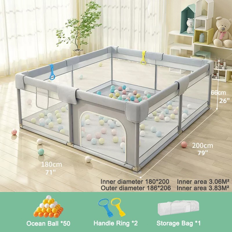 【Local Delivery】Playpen Baby Pagar Baby Play Fence With Stainless Steel ...