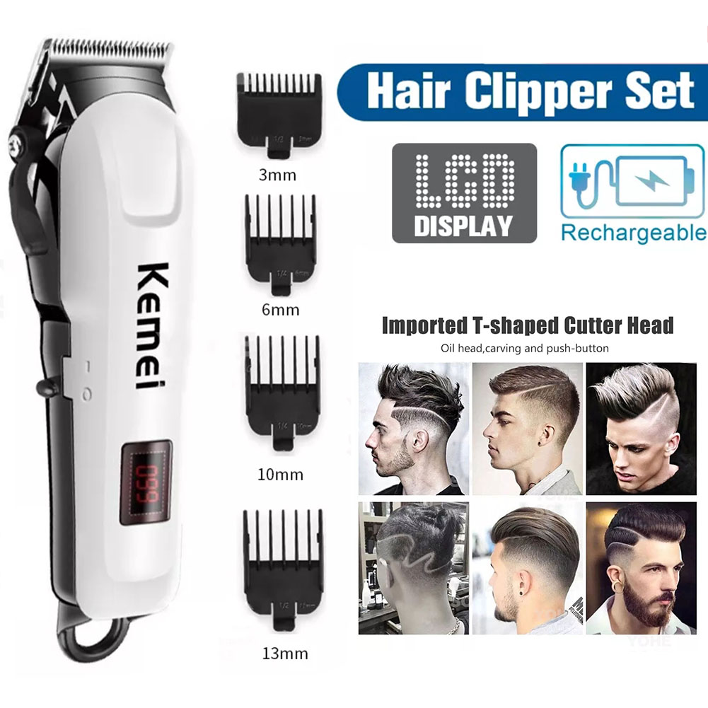 Kemei 809A stainless steel cutter Hair Trimmer LCD Display Electric ...