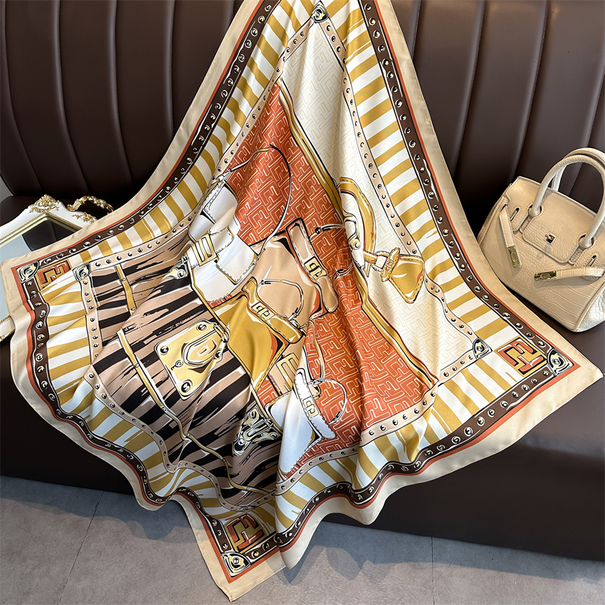 Design Print Headband Lock Twill Square Silk Scarf For Women Fashion ...