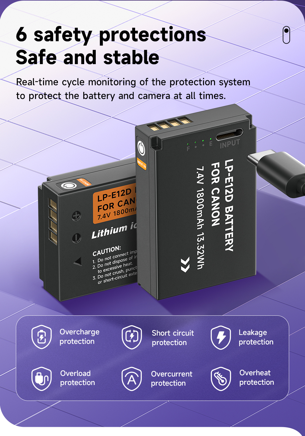 Cityork LPE12 LP E12 LP-E12 2000mAh Li-ion Rechargeable Battery With ...