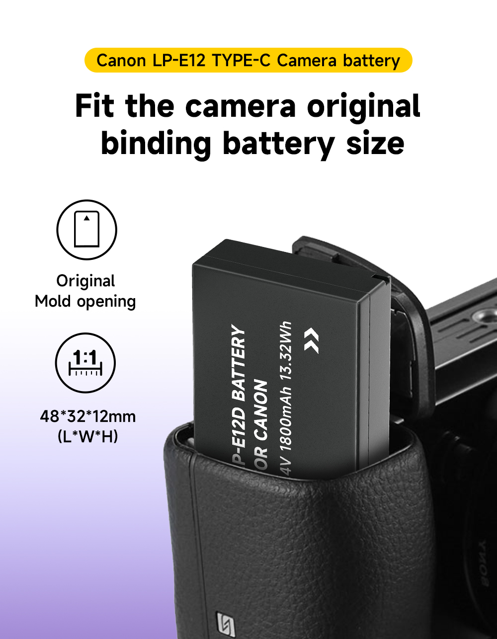 Cityork LPE12 LP E12 LP-E12 2000mAh Li-ion Rechargeable Battery With USB Type-C interface Fast ...