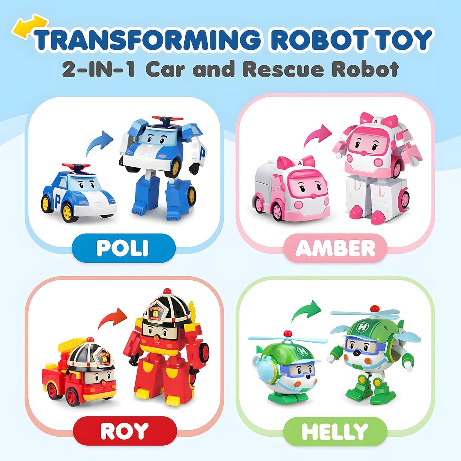Cartoon Robocar Poli Action Figures Transformation Anime Hand ...