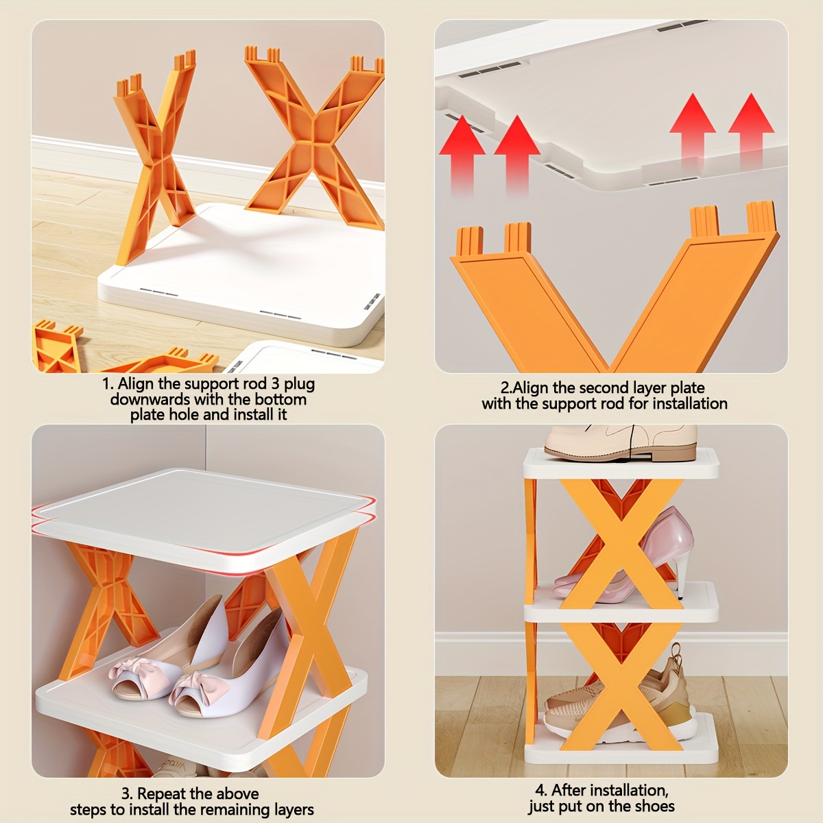 1pc Foldable Simple Shoe Shelf, Indoor Combination Shoe Rack, Multi ...