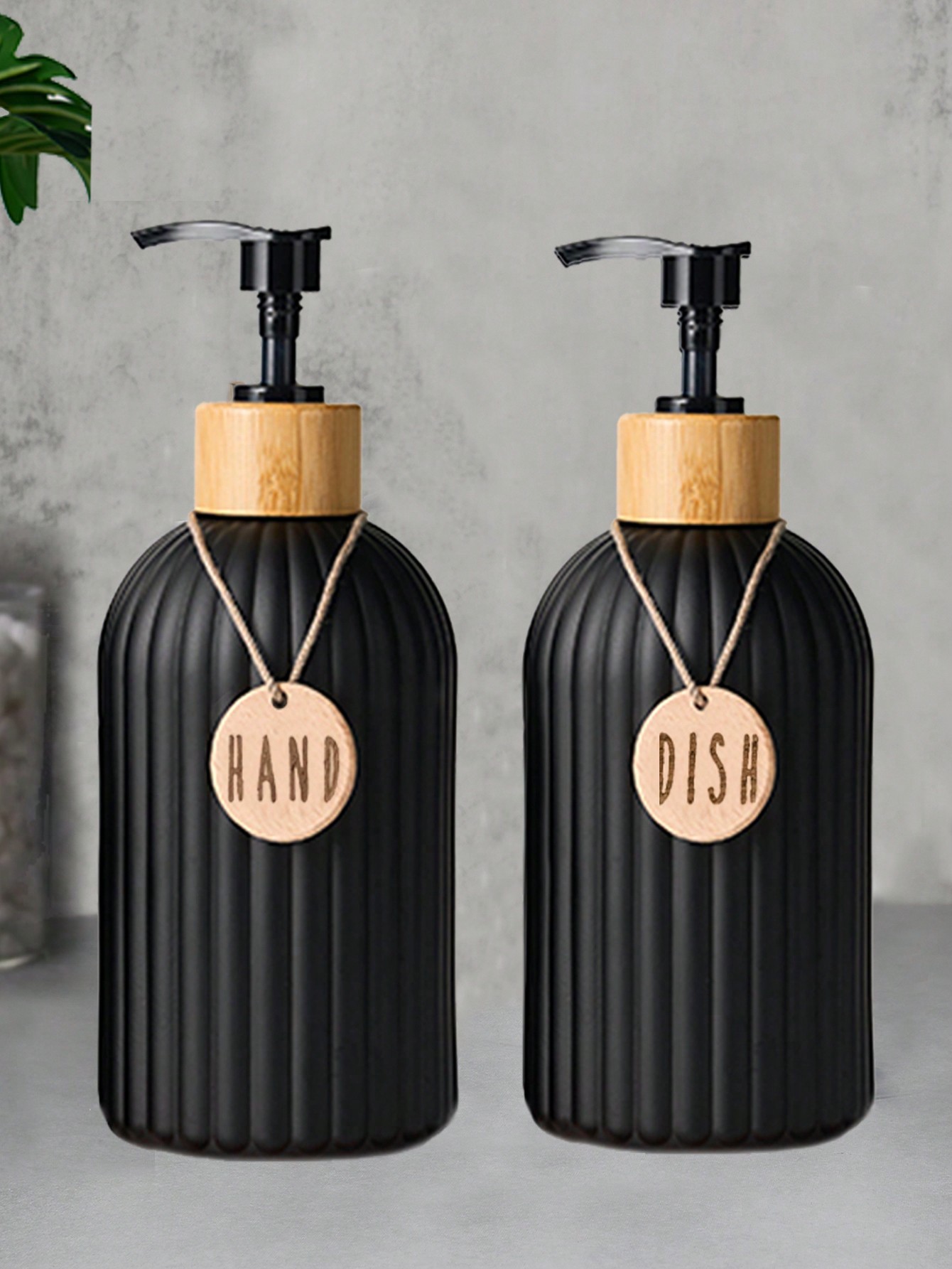 Kitchen Bathroom Soap Dispenser 500ml Striped Refillable Bottle Black ...
