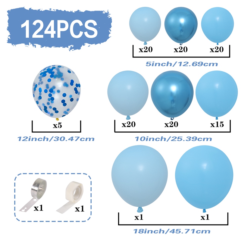Boy Baby Blue Balloons Macaron Blue Happy Birthday Balloons with Blue ...