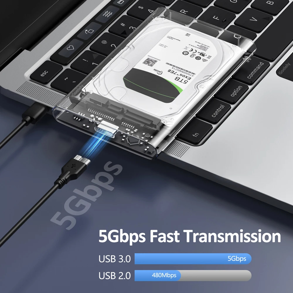 USB3.1 External HDD Case 2.5 Inch Hard Drive Enclosure Fast 5Gbps USB ...