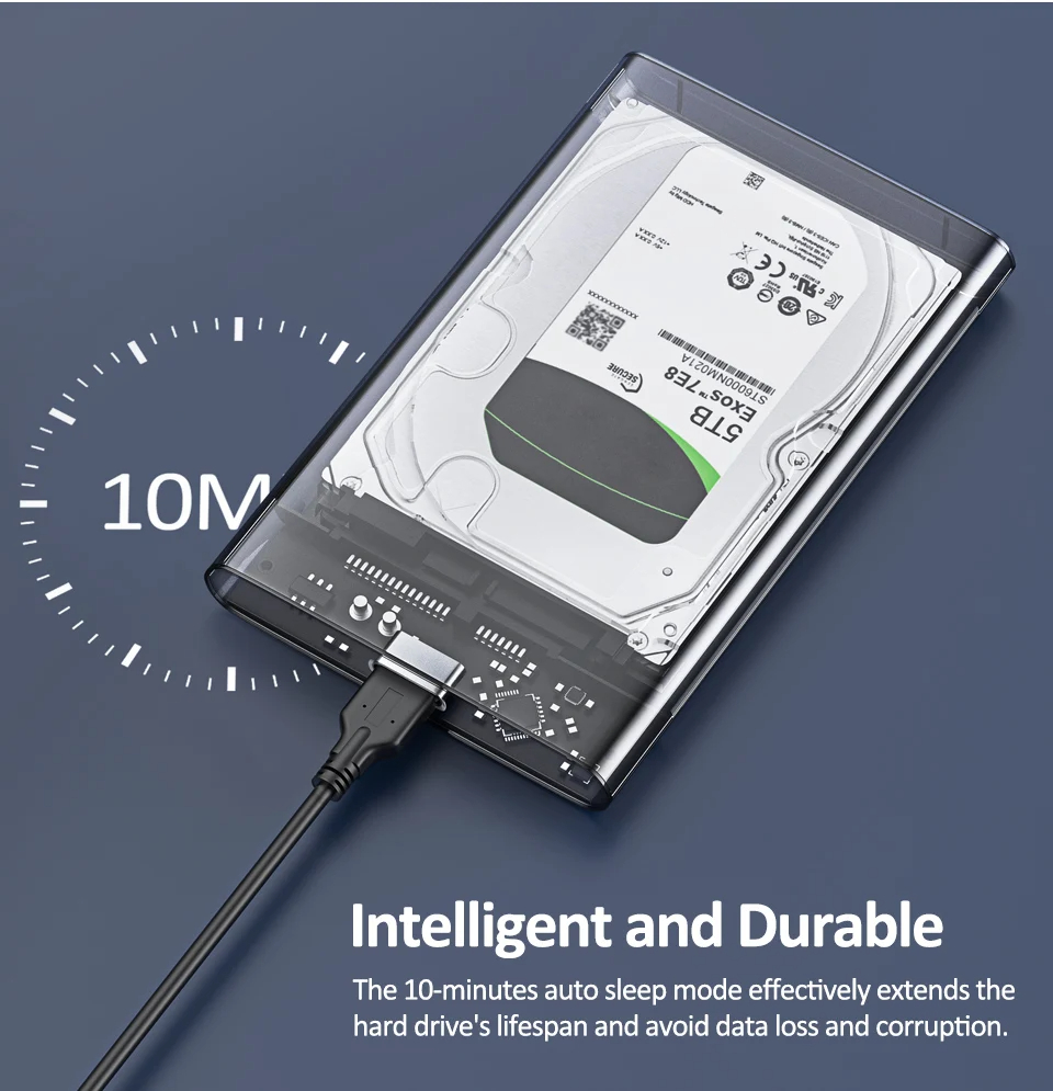 USB3.1 External HDD Case 2.5 Inch Hard Drive Enclosure Fast 5Gbps USB ...