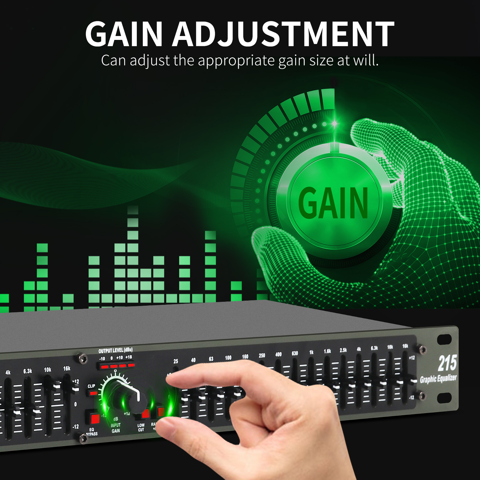 XTUGA Professional Equalizer 215 Dual Channel 15 Band Graphic EQ, Built ...