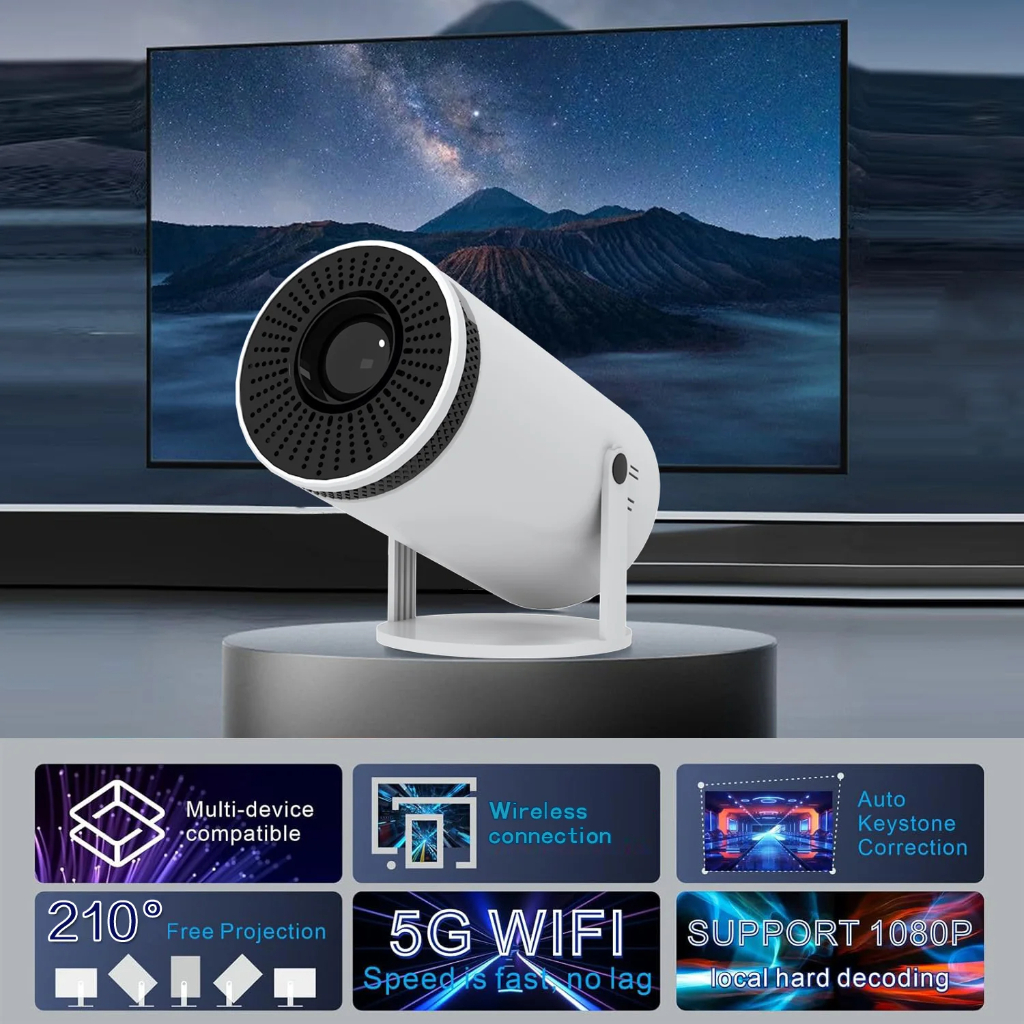 Smart Mini Projector Android WiFi Wireless Mobile Cast 4K UHD Bluetooth ...