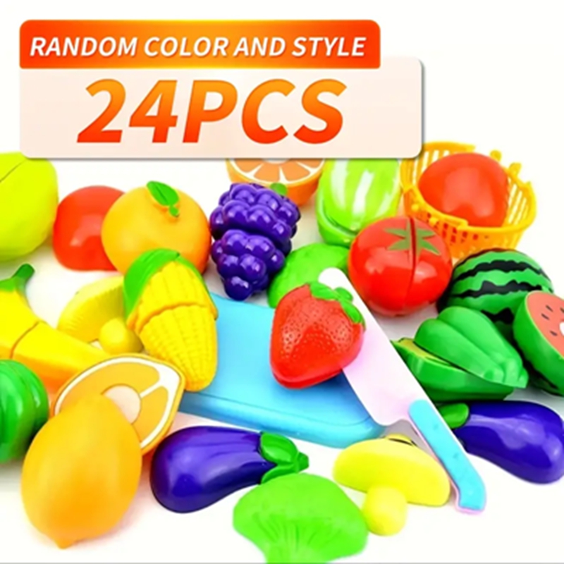 24 Fun Cut Food, Fruit & Vegetable Toys, Pretend Food Playset, Kids ...