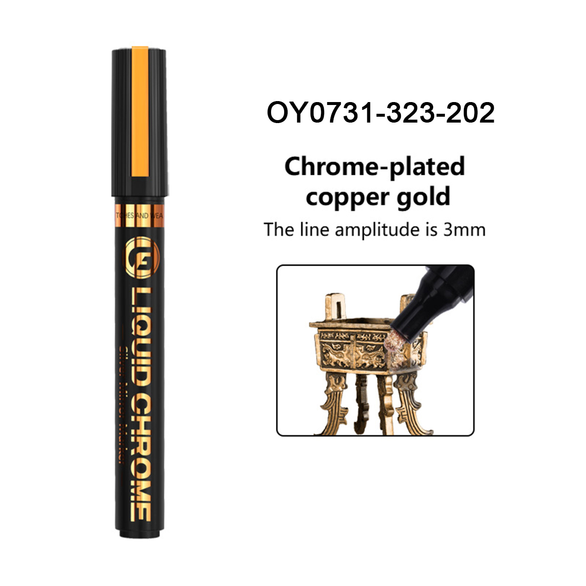 Reflective Chrome Marker Pen Set – Metallic Gold, Silver, Copper Paint ...