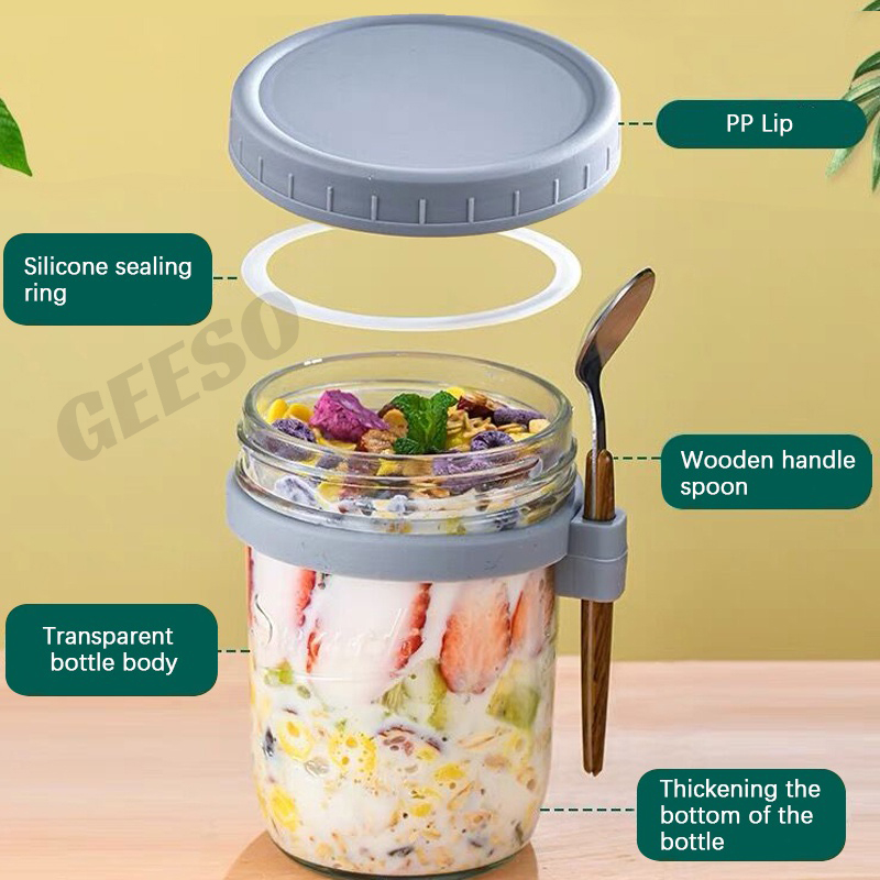 GEESO Oatmeal Cup Overnight Oats Breakfast Cup With Free Spoon Sealed ...