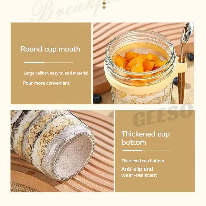 GEESO Oatmeal Cup Overnight Oats Breakfast Cup With Free Spoon Sealed ...