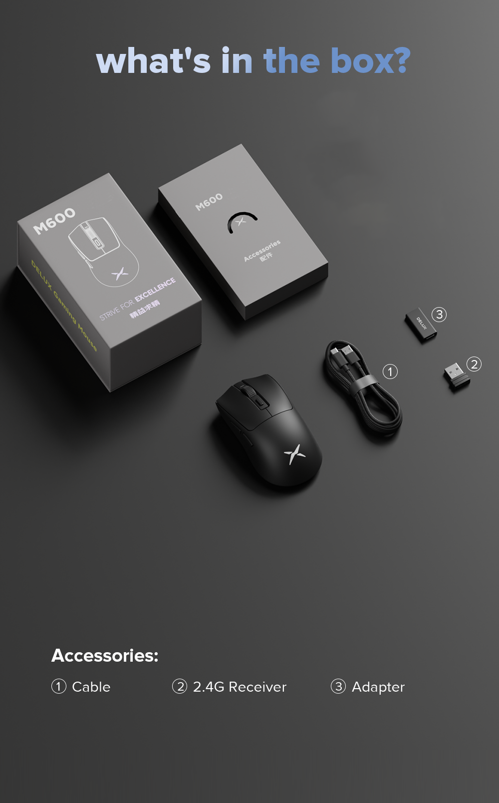 Delux M600 PMW3325 Gaming Mouse MAX 10000 DPI Wired 2.4G Wireless ...