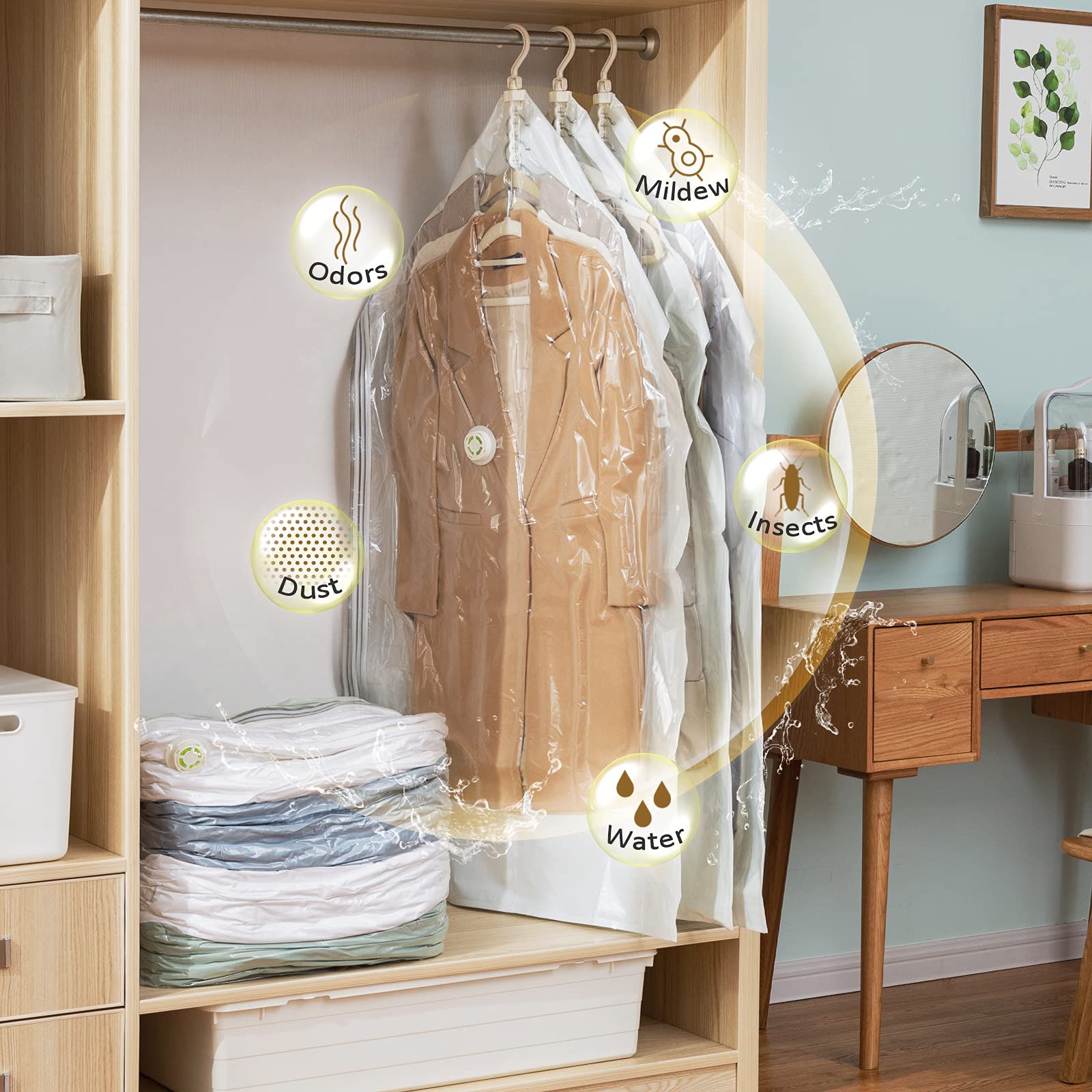 2pcs a Bag Hanging Vacuum Storage Bag Space-Saving Clothes Vacuum ...