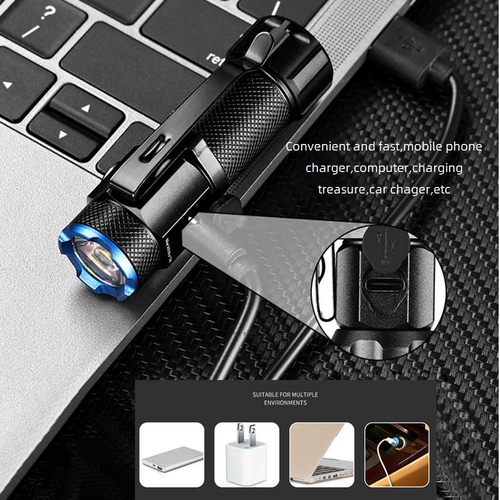 Alonefire X66 High Bright P50 LED Mini Flashlight Type-C Usb ...