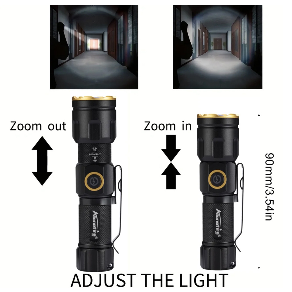 Alonefire X77 Zoom Mini Flashlight White Light Beam Rechargeable Magnet ...