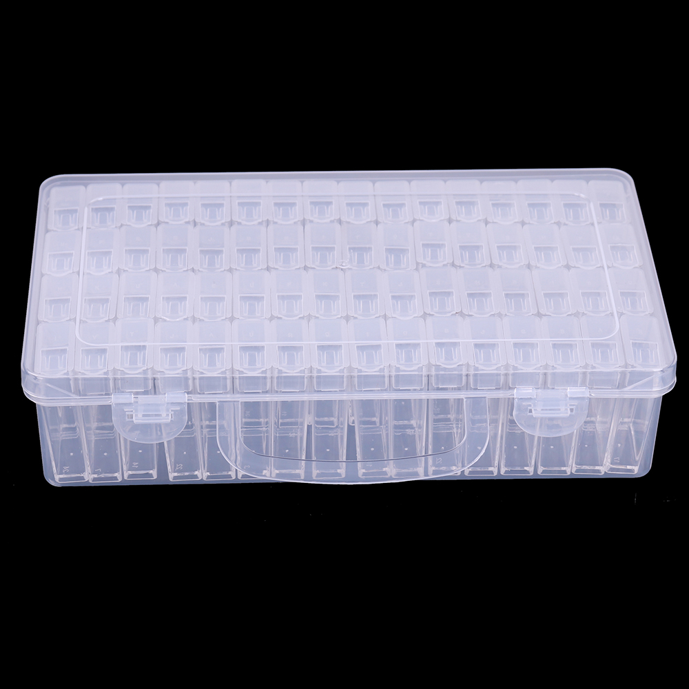 1 Pack 64 Grids Diamond Painting Tool Box Container Craft Storage with Adjustable Dividers for ...