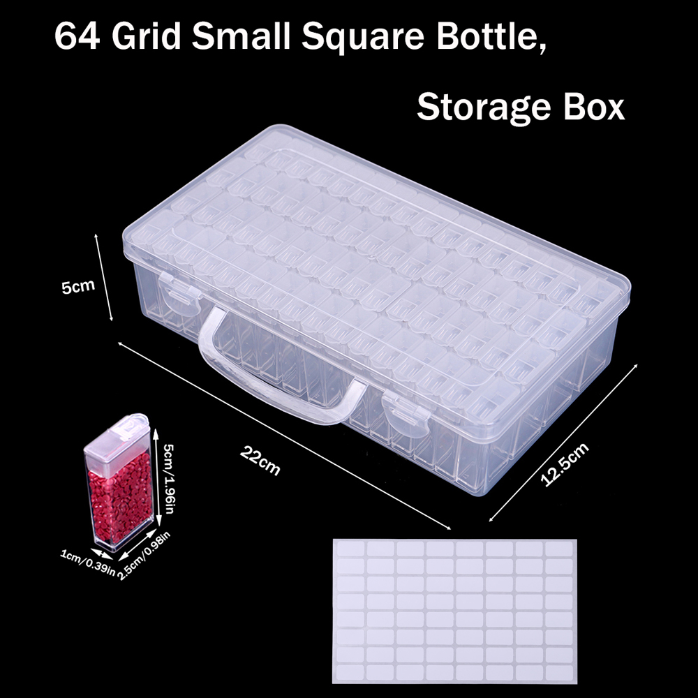 1 Pack 64 Grids Diamond Painting Tool Box Container Craft Storage with ...