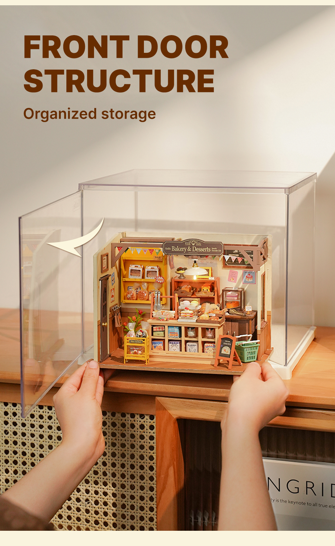 Robotime Rolife Miniature House Display Box Keep Your Creations Clean ...