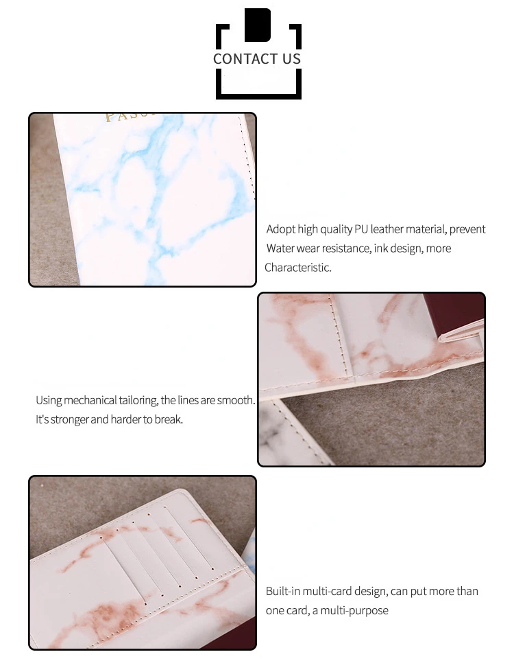Fashion Women Men Passport Cover Pu Leather Marble Style Travel ID Credit Card Passport Holder ...