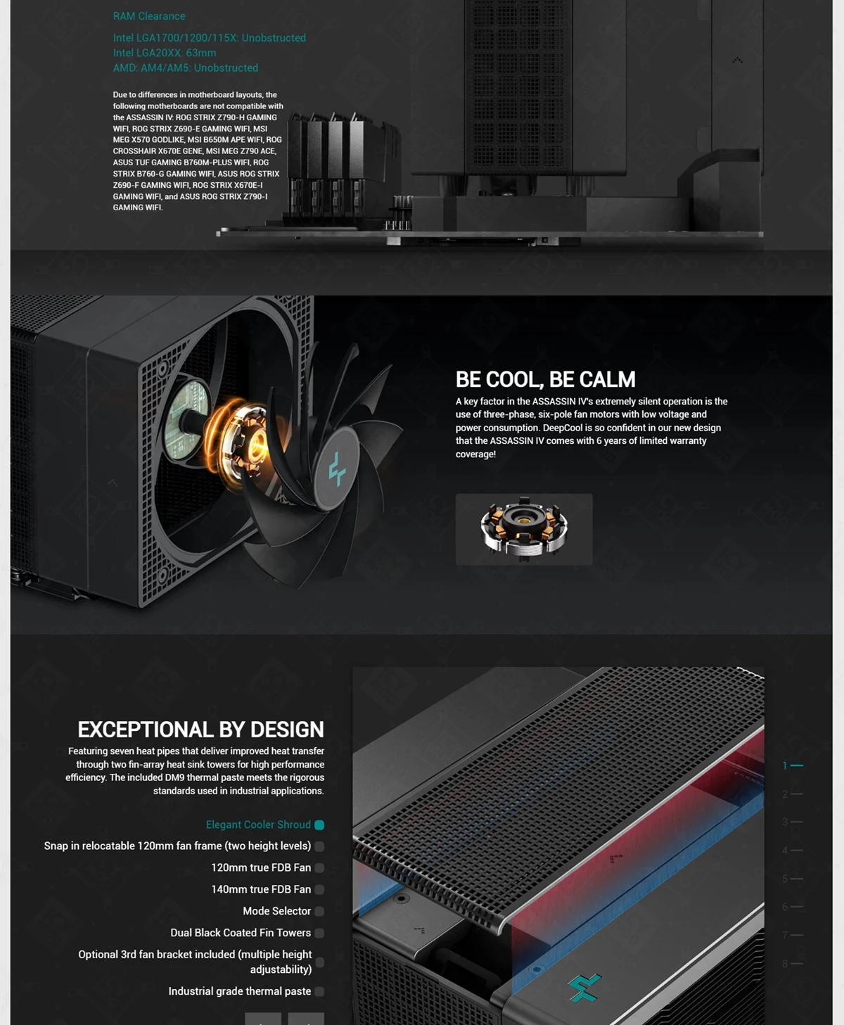 DEEPCOOL ASSASSIN IV 7 Heat Pipes CPU Cooler 280W Dual Mode Air-cooled ...