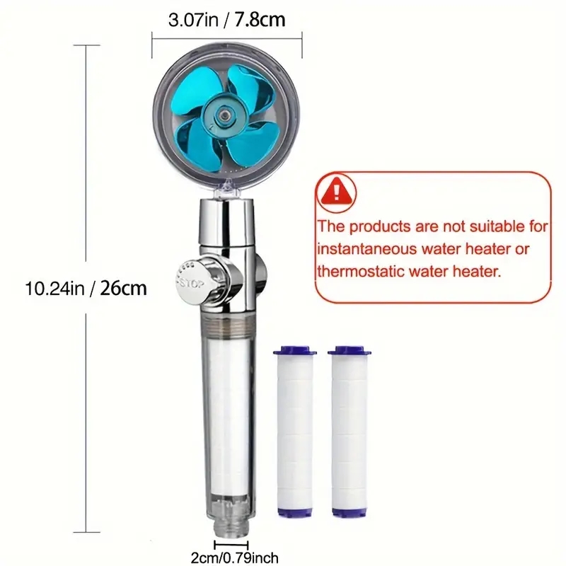 1pc Turbocharged Shower Head, Handheld Turbo Fan High Pressure Shower ...