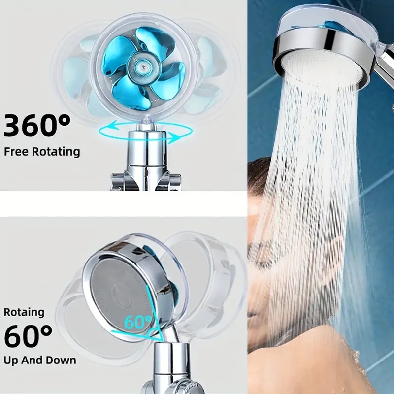1pc Turbocharged Shower Head, Handheld Turbo Fan High Pressure Shower ...