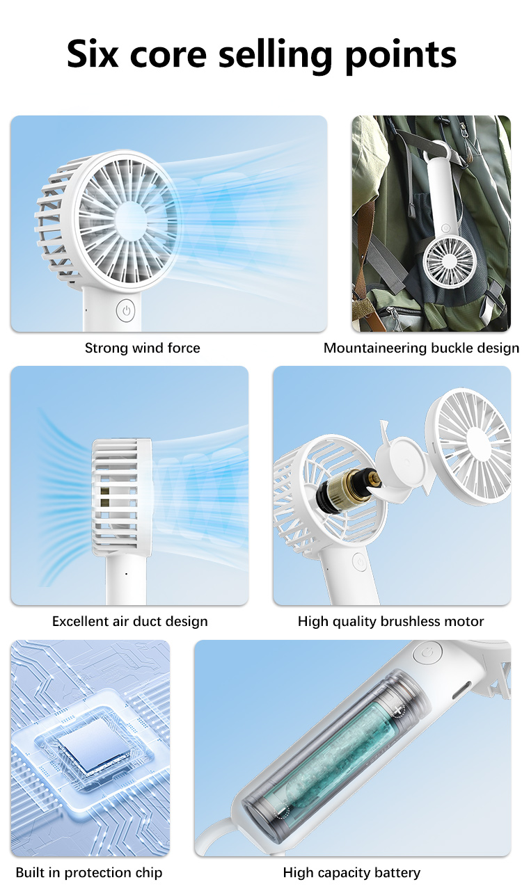 NEW Portable Rechargeable Fan Mini Neck Fan LED Display Foldable 3 ...