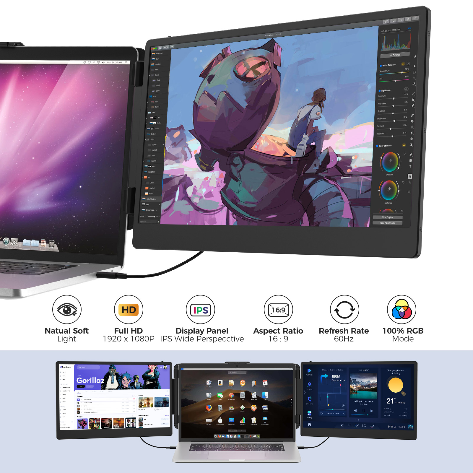 Laptop Screen Extender S2 - Laptop Monitor Extender Ultra Slim 14 ...