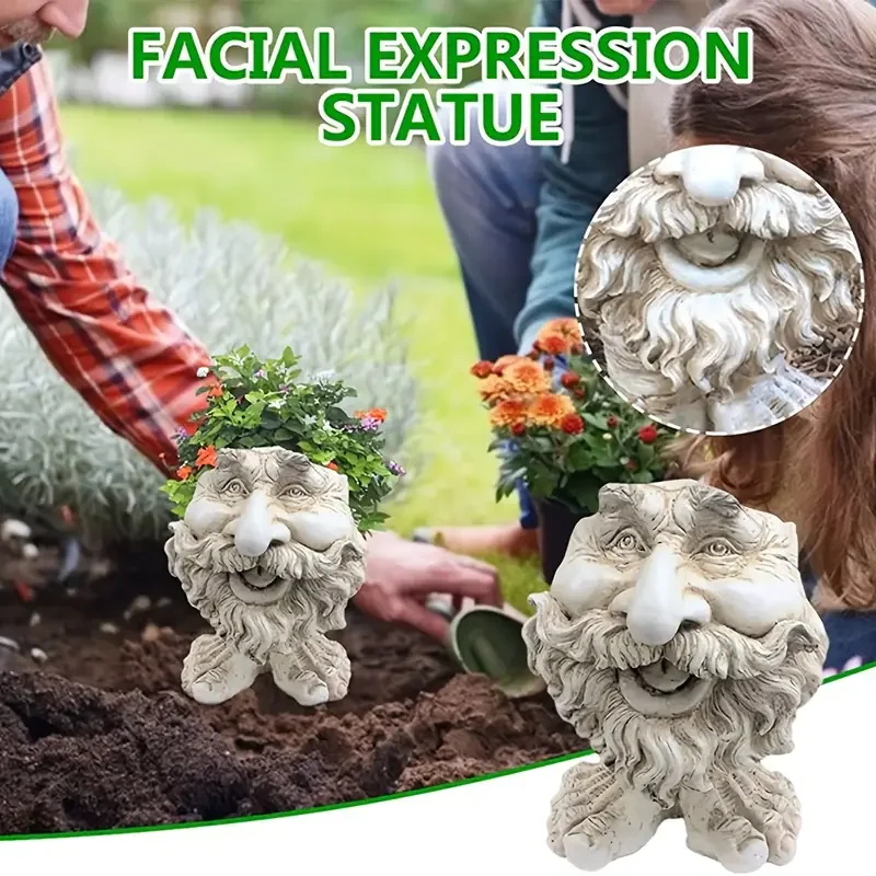 1pc Muggly's The Face Statue Planter Funny Muggle Face Resin Sculpture ...