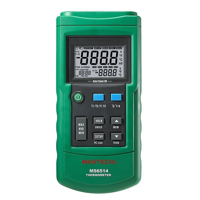 MASTECH MS6514 Dual channel Digital Thermometer Temperature Tester USB ...