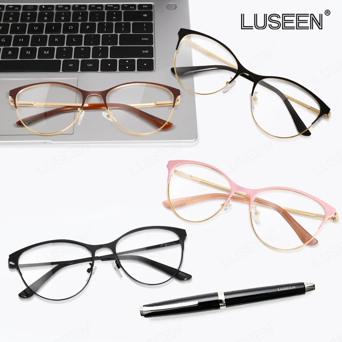 LUSEEN Photochromic Eyeglass Anti Radiation Eyeglasses For Women Men ...