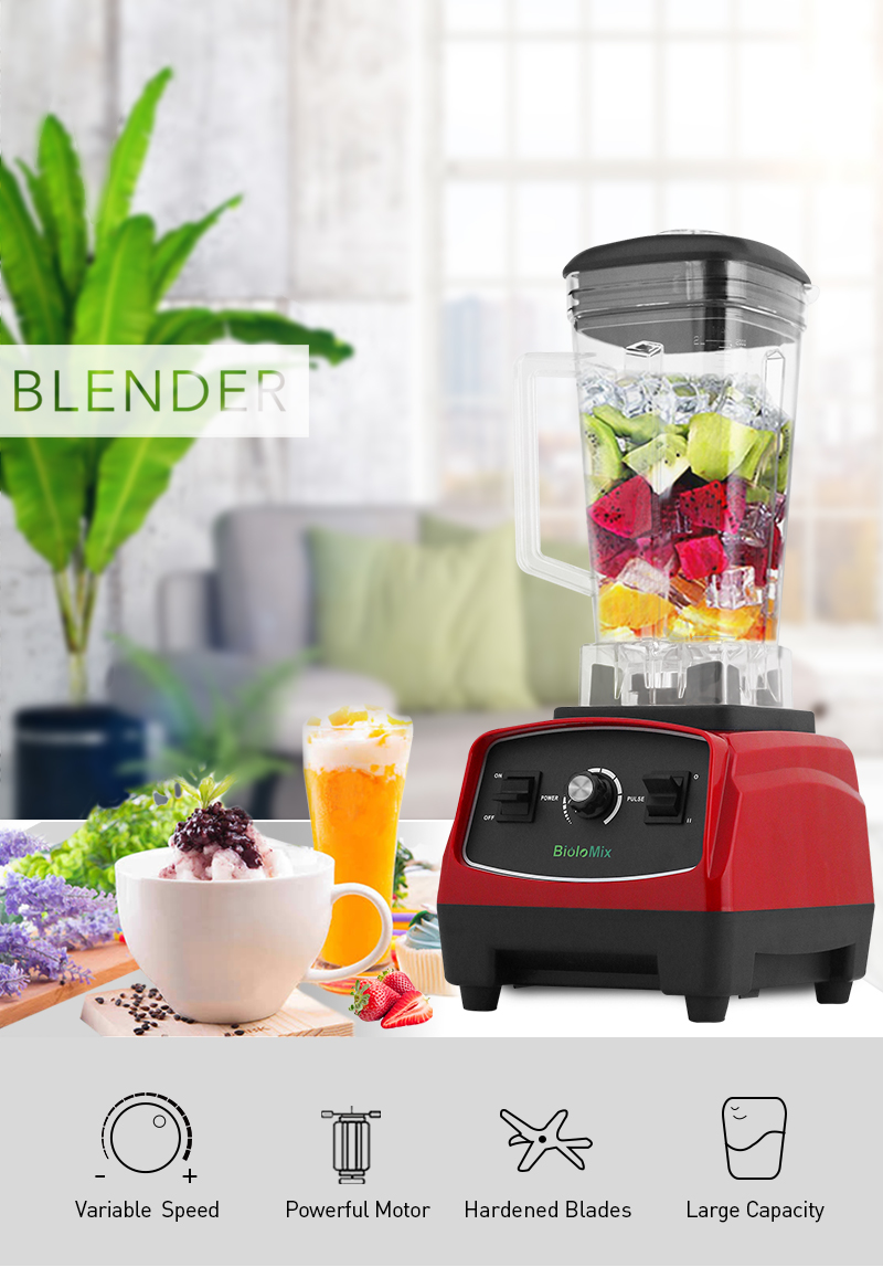 Biolomix BPA Free 3HP 2200W Kitchen Blender 2L Jar Professional Smoothie Ice Shakes Mixer Juicer ...
