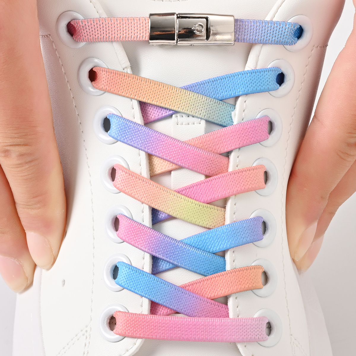 No Tie Elastic Shoelace Locks 1 Pair For Sneakers Running Shoes Slip On ...