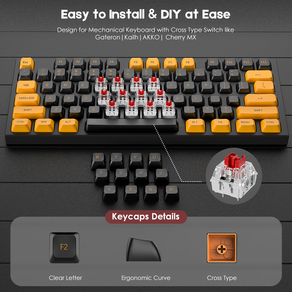 Keycaps PBT 150 Keys CSA Profile Dual Color Injection Molding Process ...
